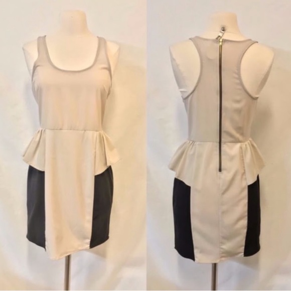 Peppermint | Dresses | Peppermint Cream Black Peplum Dress S | Poshmark